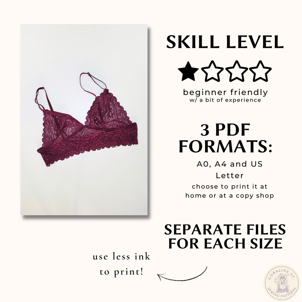 Cora Lace Bralette FREE PDF Sewing Pattern – coralinestreet