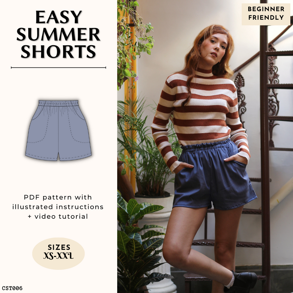 Easy Summer Shorts PDF Sewing Pattern – coralinestreet